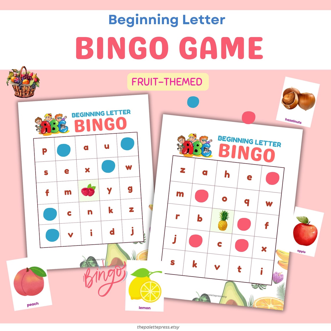 Fruit Alphabet Bingo: Beginning Sounds Game (digital Download) - Etsy