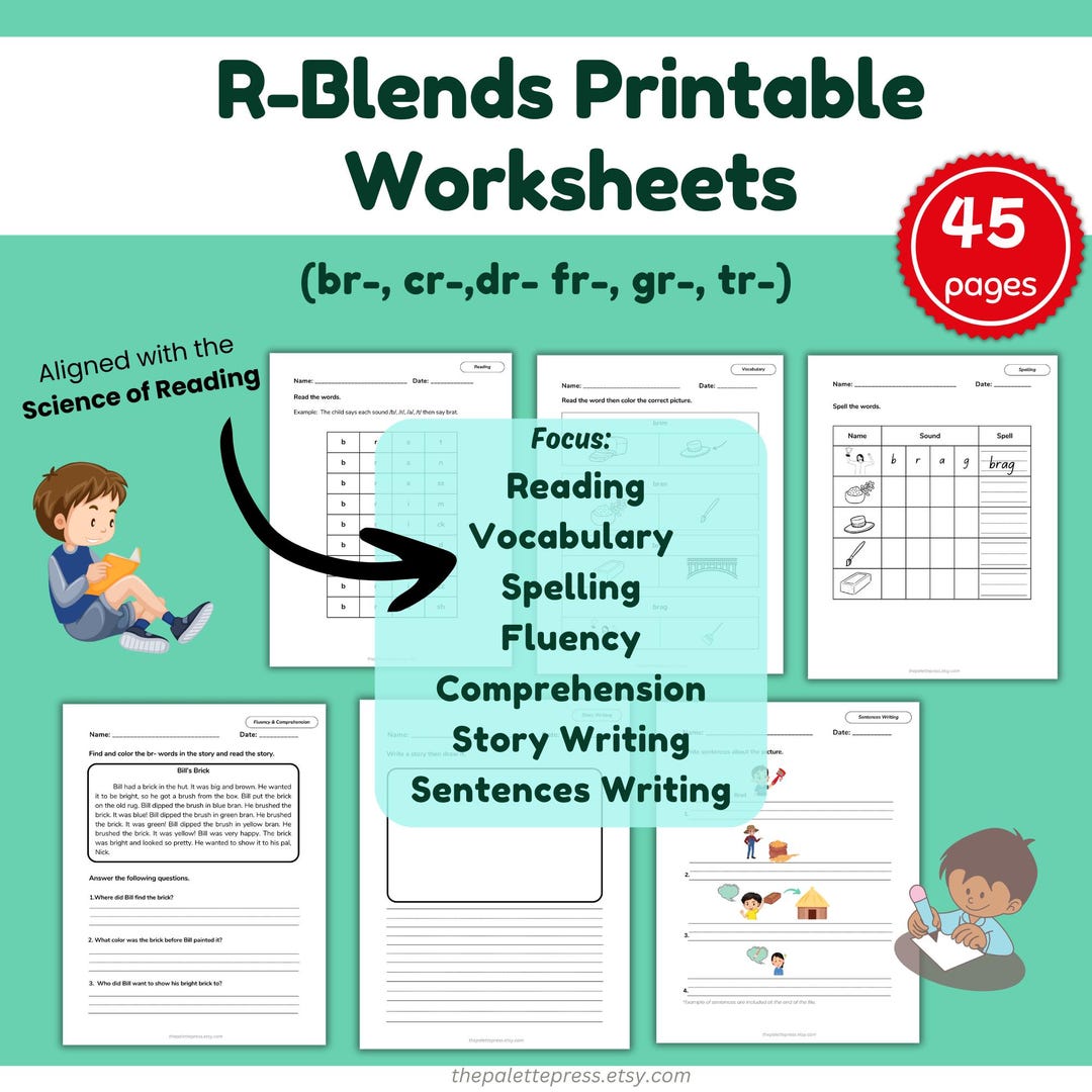 Science of Reading Aligned : R-blends Printable Worksheets (preschool ...