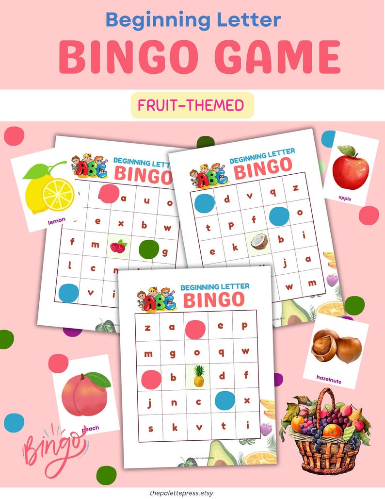 Fruit Alphabet Bingo: Beginning Sounds Game (digital Download) - Etsy