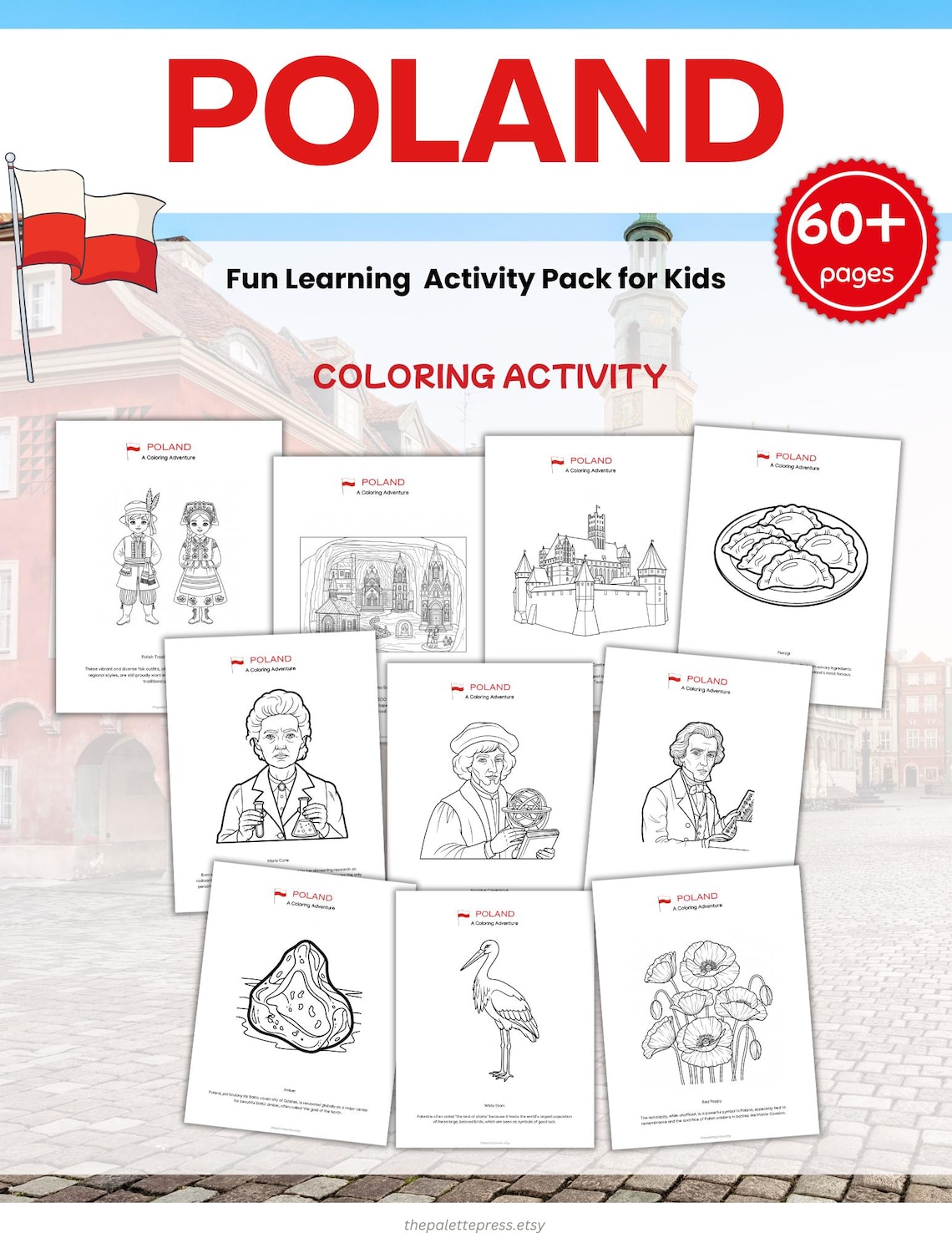 POLAND Worksheets Learning Activity Pack Kids: Polish Culture Coloring ...