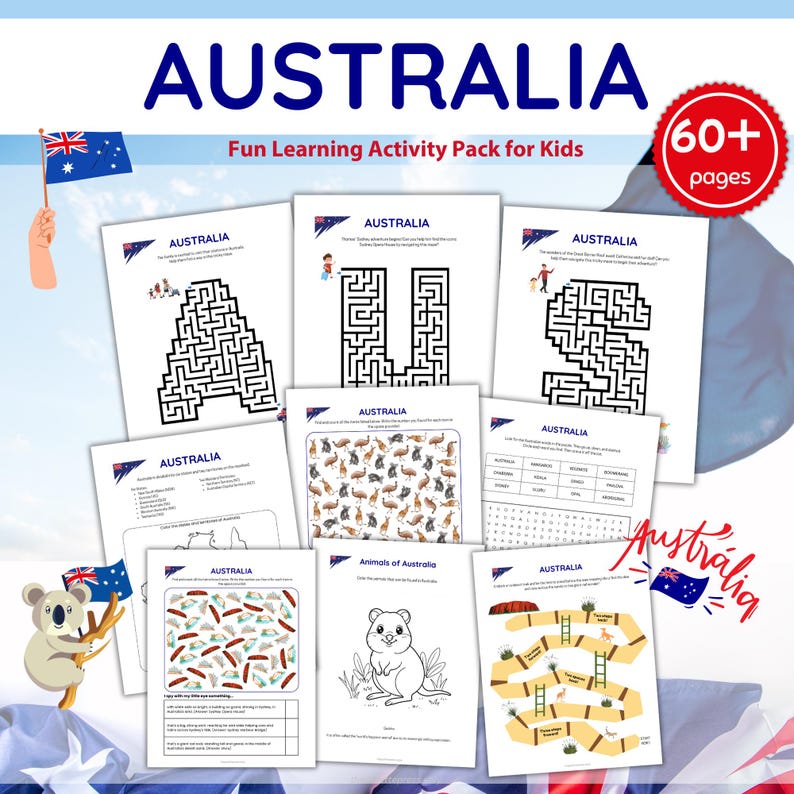 Australia Learning Activity Pack for Kids (preschool, Kindergarten ...