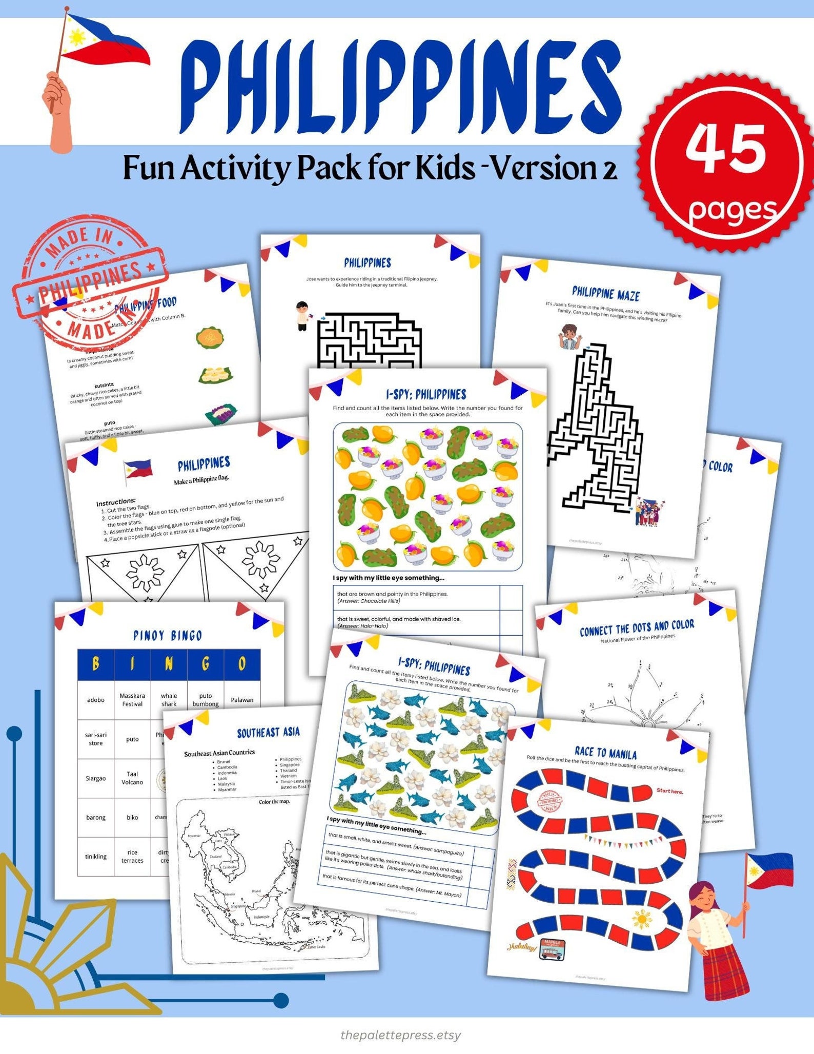 Fun Activity Pack About the Philippines for Kids (preschool ...