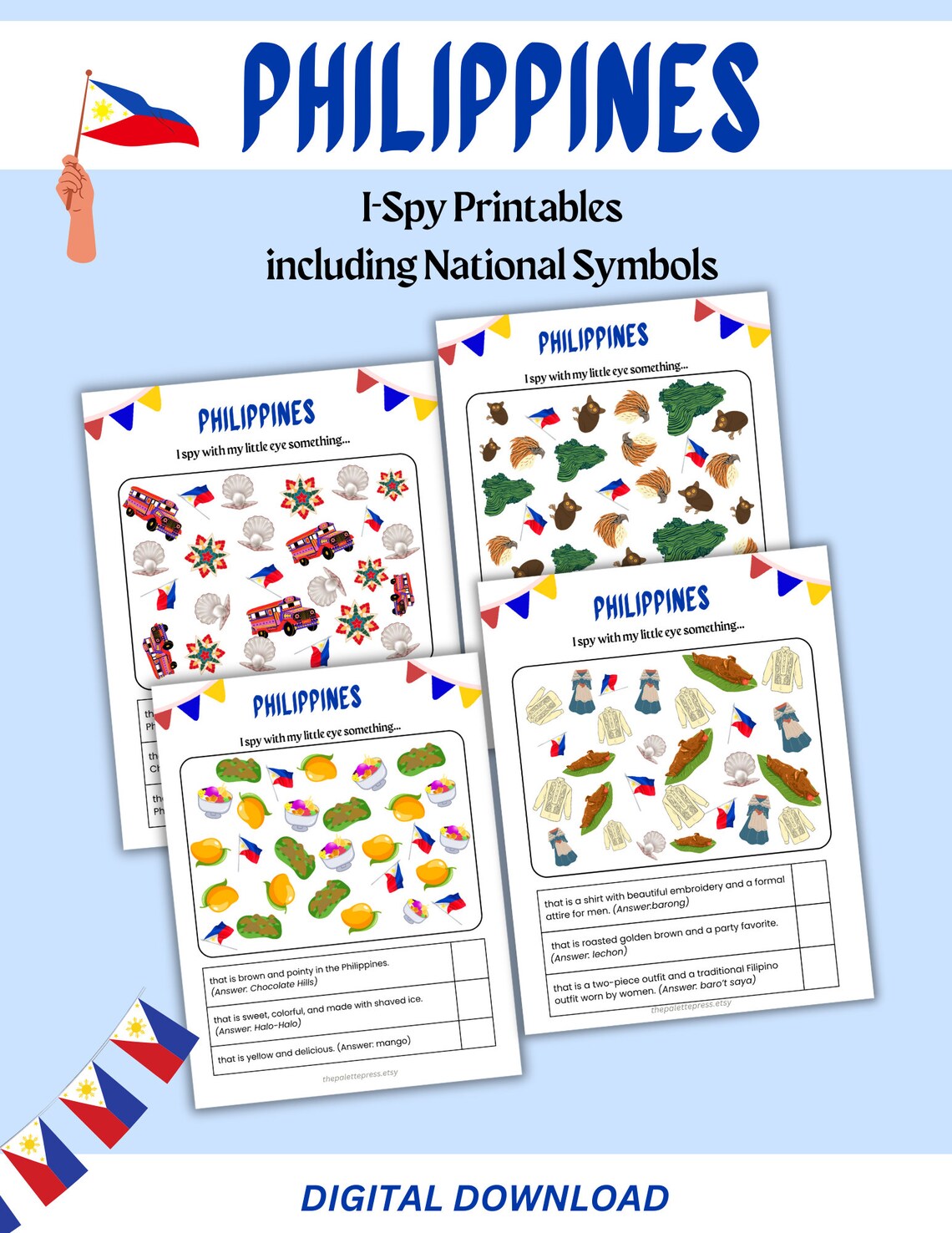 Activity Pack About the Philippines for Kids (kinder,preschool, and ...