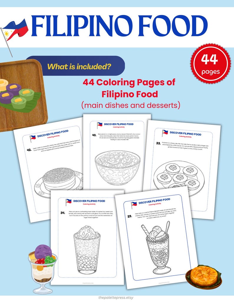 FILIPINO FOOD Coloring Worksheets for Kids: Philippines Activity Adobo ...