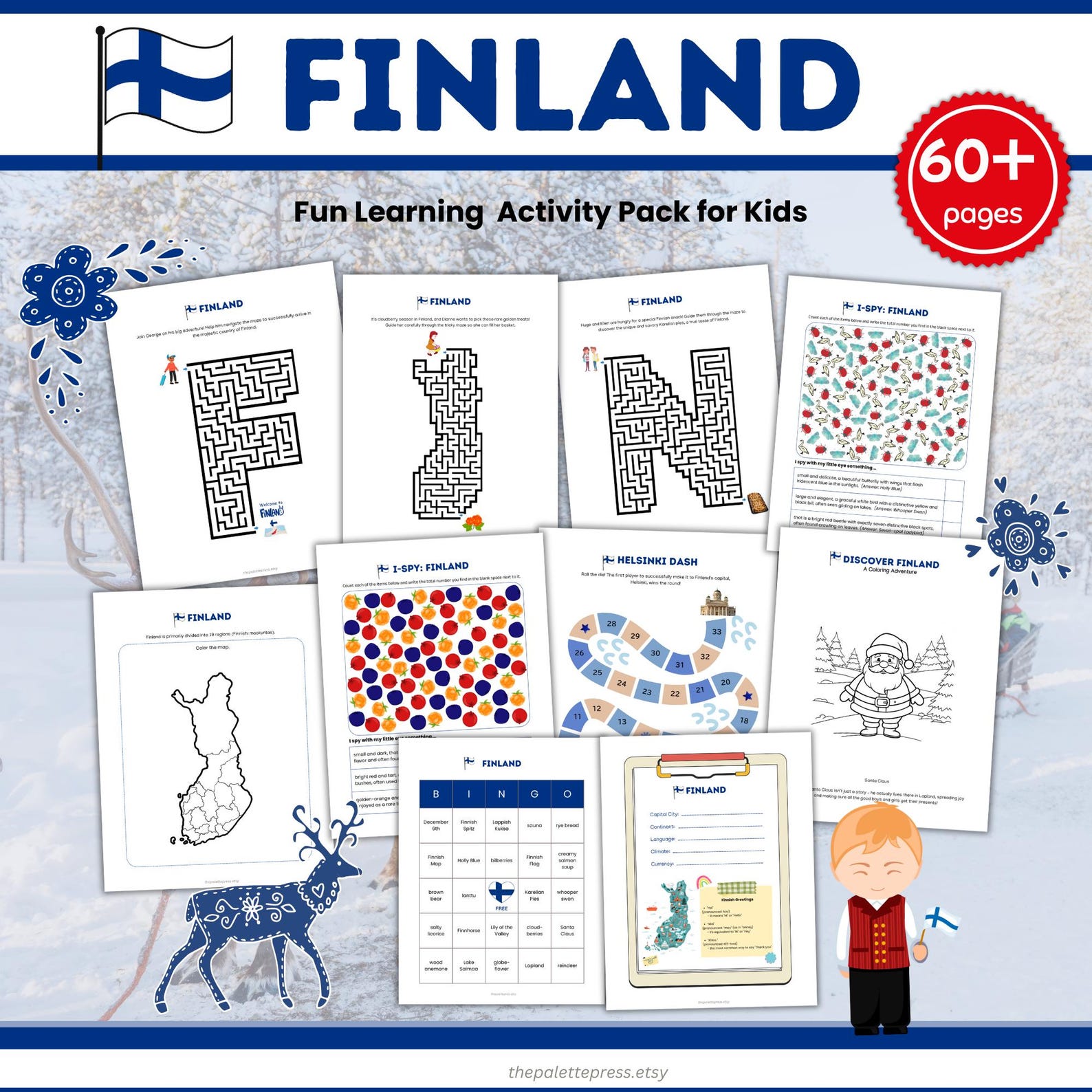FINLAND Worksheets Learning Activity Pack for Kids: Nordic Printable ...