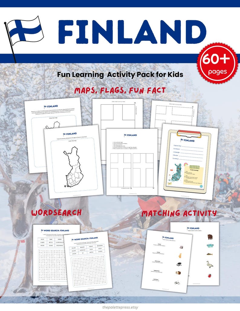 FINLAND Worksheets Learning Activity Pack for Kids: Nordic Printable ...