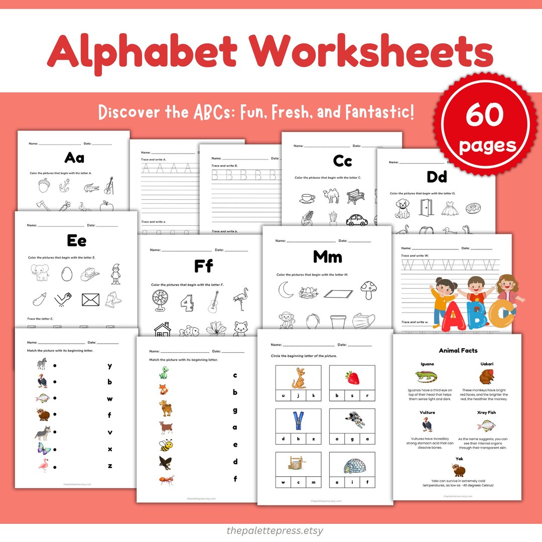 Alphabet Worksheets: Learn Letters ABC Pack for Kids (PDF) Preschool ...