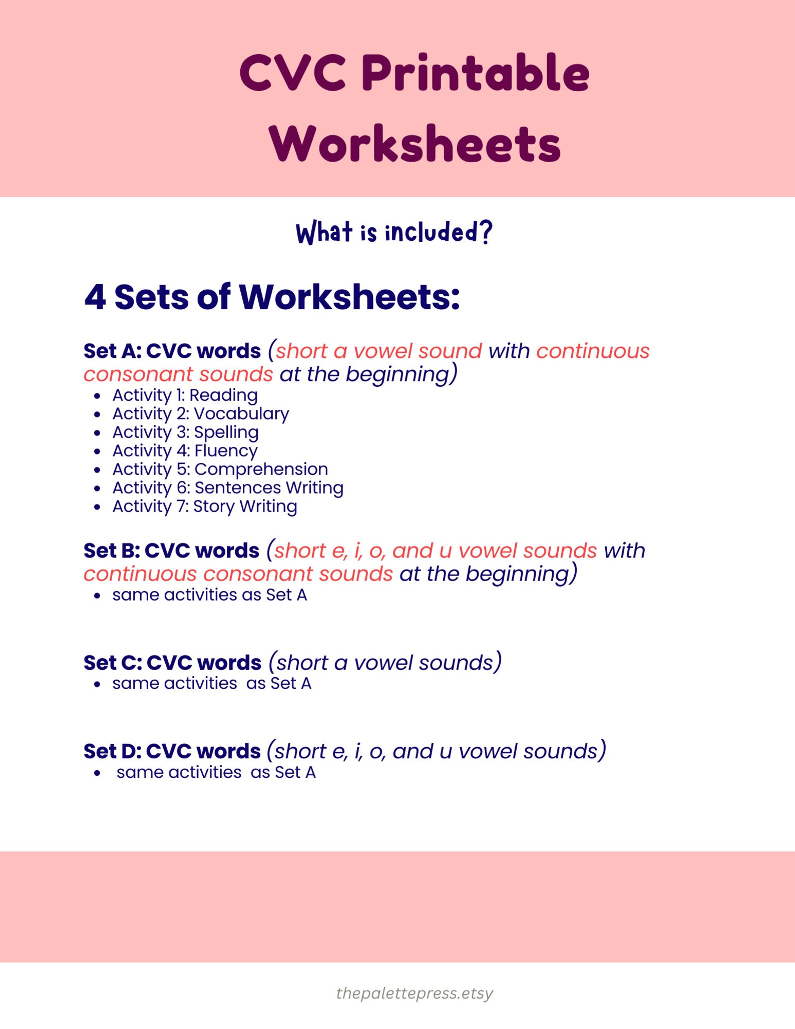 CVC Worksheets for Kids Science of Reading (SOR) Aligned - Phonics for ...