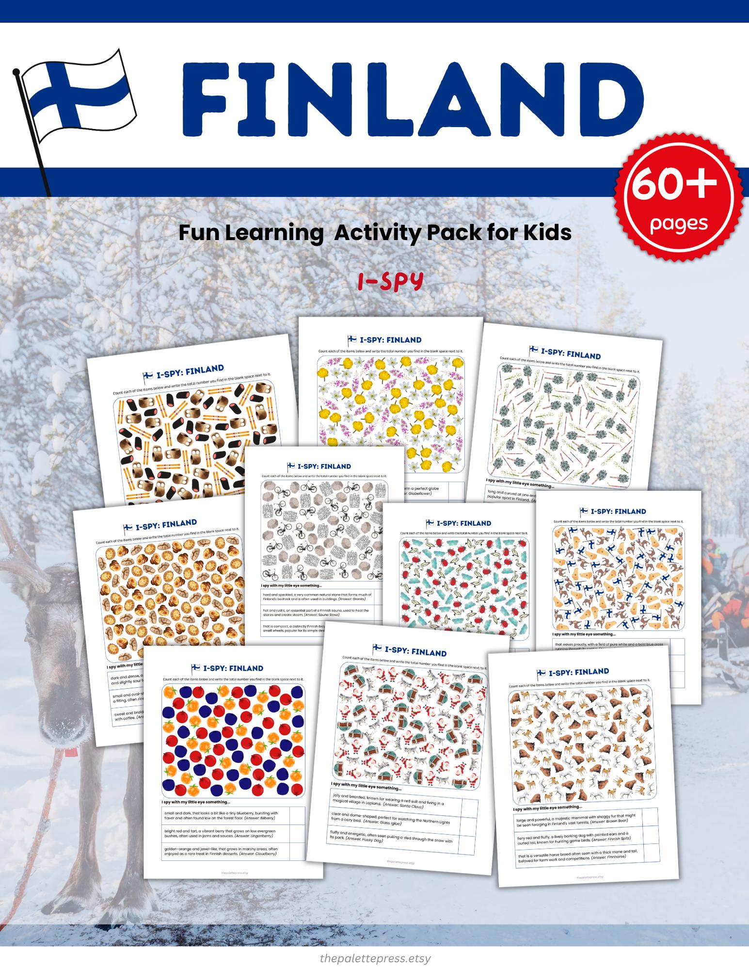 FINLAND Worksheets Learning Activity Pack for Kids: Nordic Printable ...