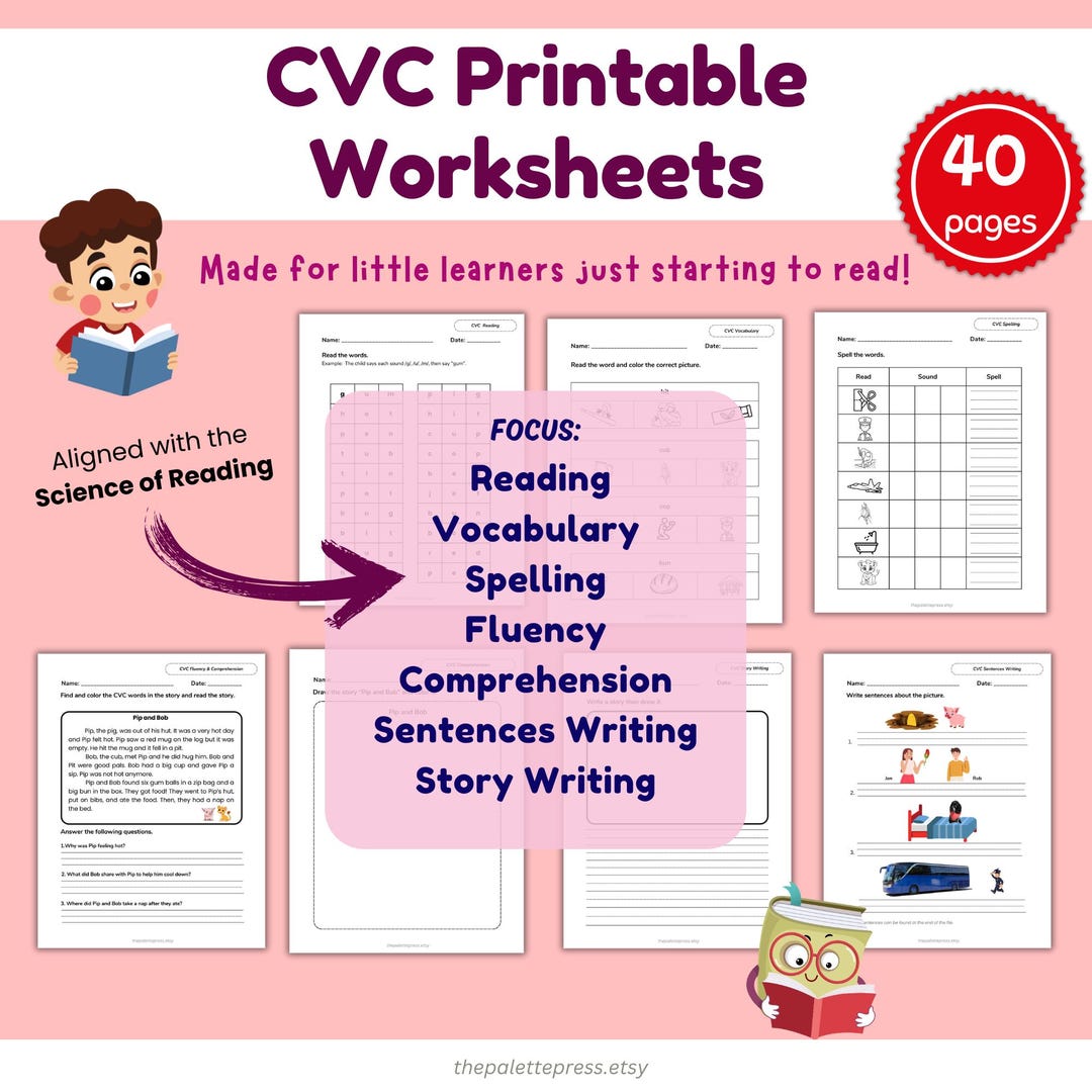 CVC Worksheets for Kids Science of Reading (SOR) Aligned - Phonics for ...