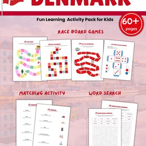 DENMARK Worksheets Learning Activity Pack for Kids: Fun Printable Games ...