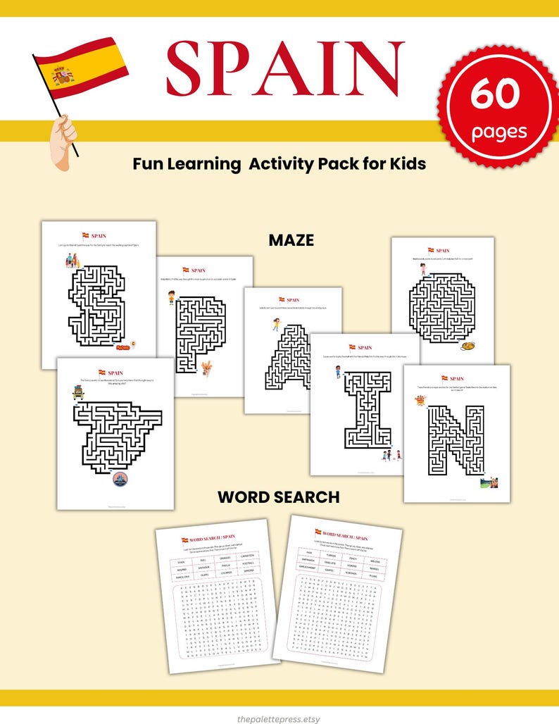 SPAIN Worksheets Learning Activity Pack for Kids: Spanish Homeschool ...