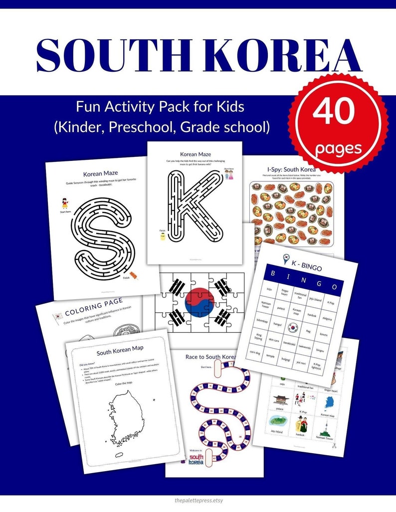 SOUTH KOREA Learning Activity Pack for Kids: Korean Culture, Traditions ...