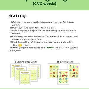 CVC Words Spelling Bingo Game: Literacy Activity (PDF) - Etsy