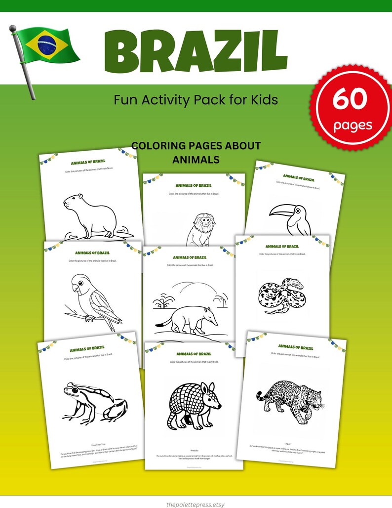 BRAZIL Worksheets Learning Activity Pack for Kids: Culture, Landmarks ...