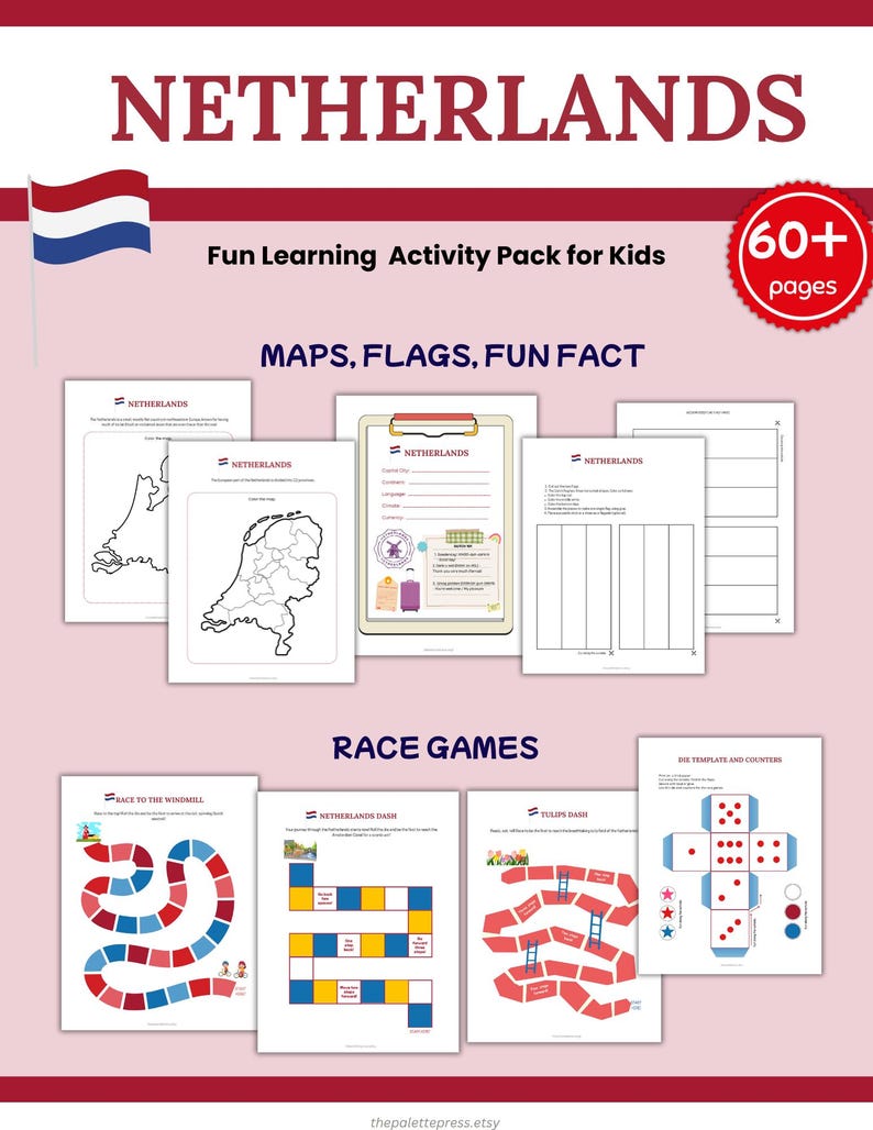 Netherlands Learning Activity Pack for Kids (preschool, Kinder ...