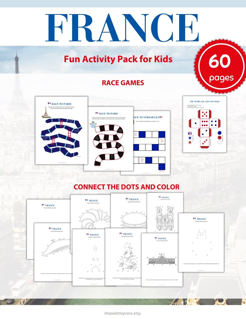 FRANCE Worksheets Activity Pack for Kids: French Culture Homeschool ...