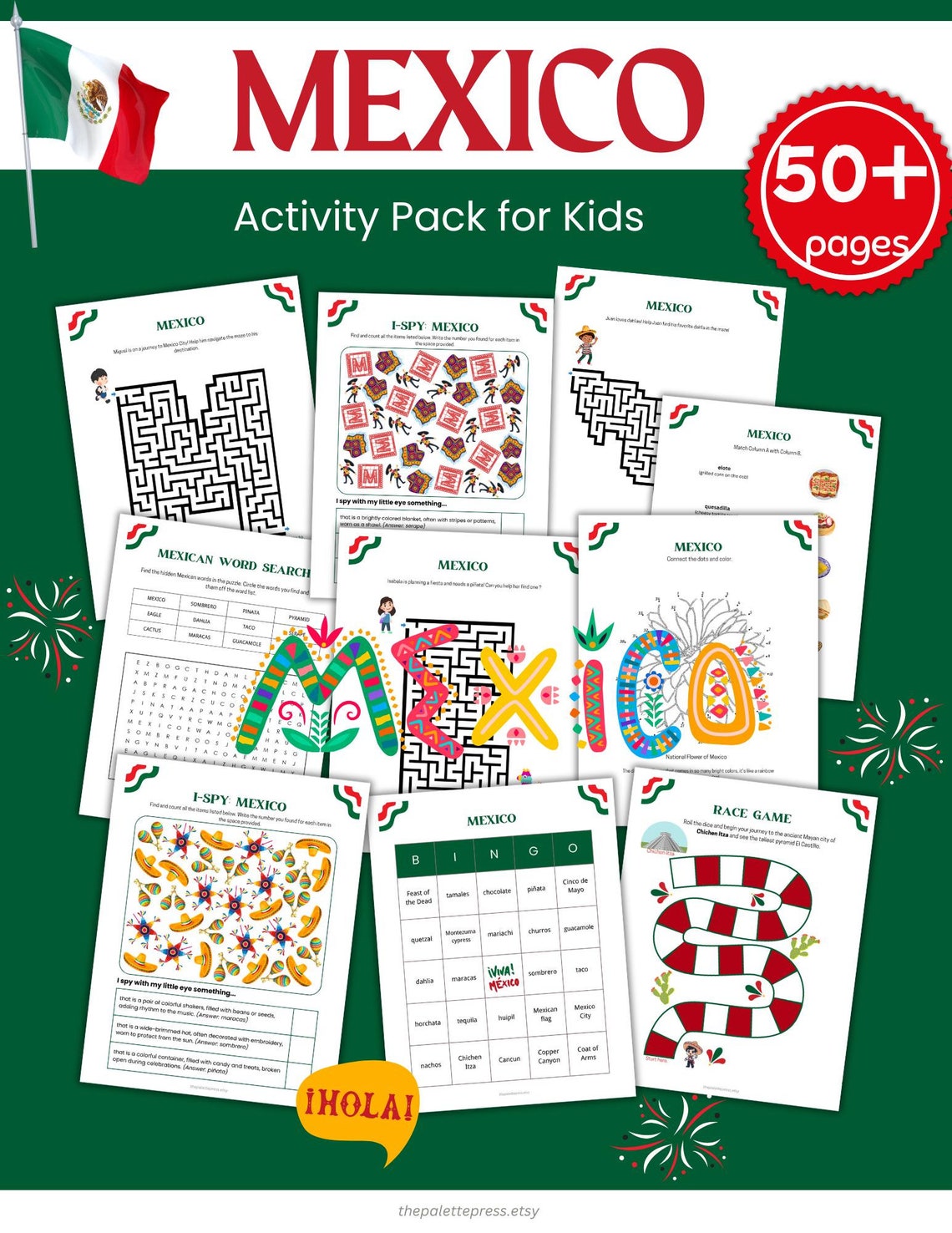 MEXICO Worksheets Learning Activity Pack for Kids: Homeschool ...