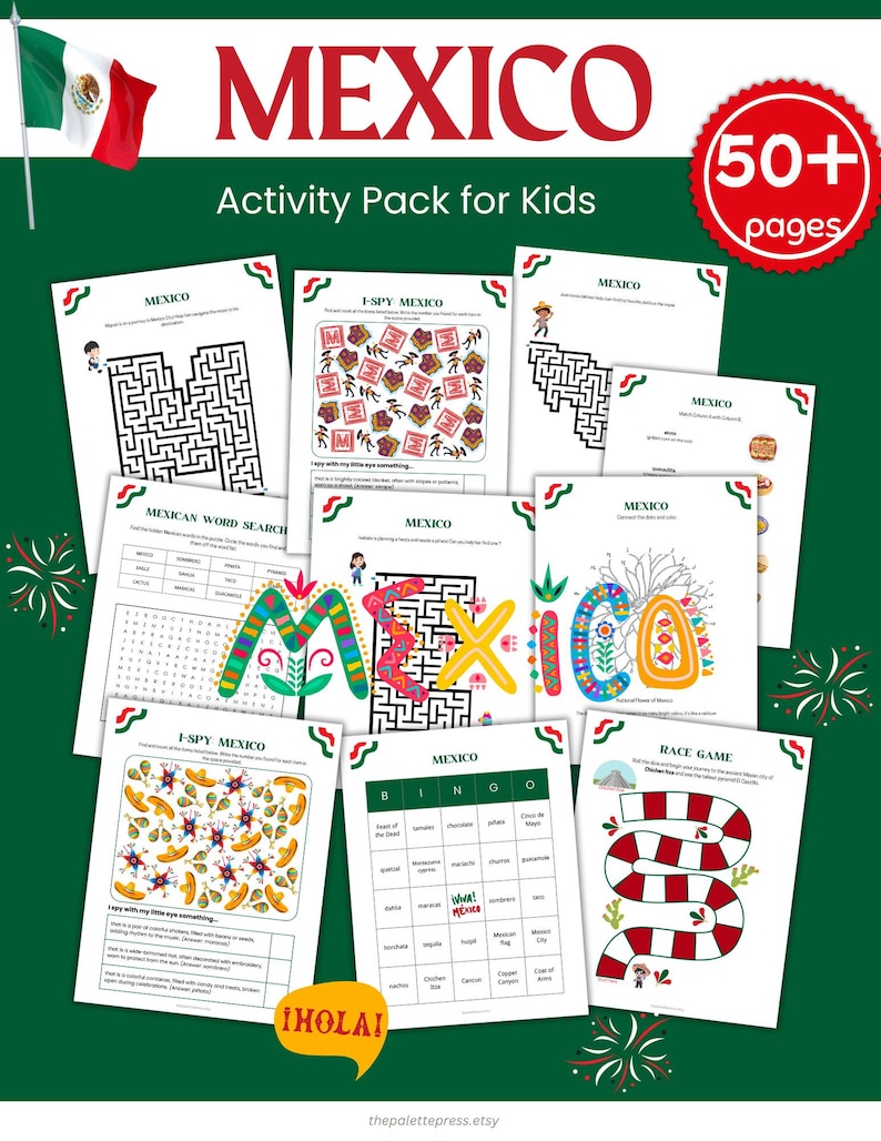 MEXICO Worksheets Learning Activity Pack for Kids: Homeschool ...