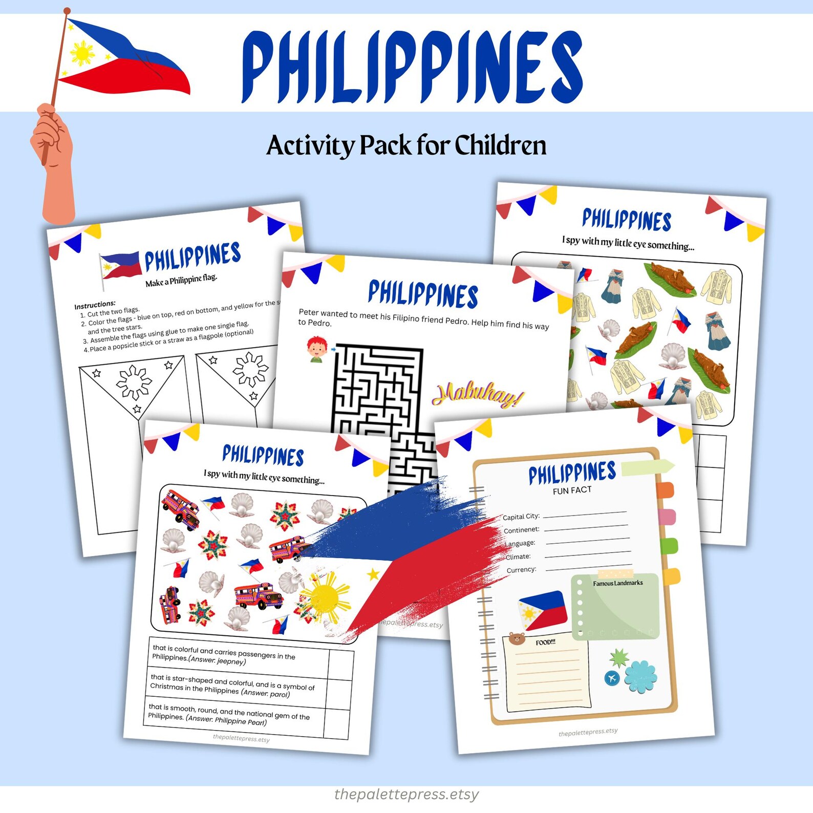 Activity Pack About the Philippines for Kids (kinder,preschool, and ...