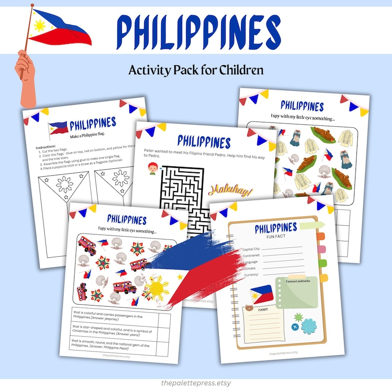 Activity Pack About the Philippines for Kids (kinder,preschool, and ...