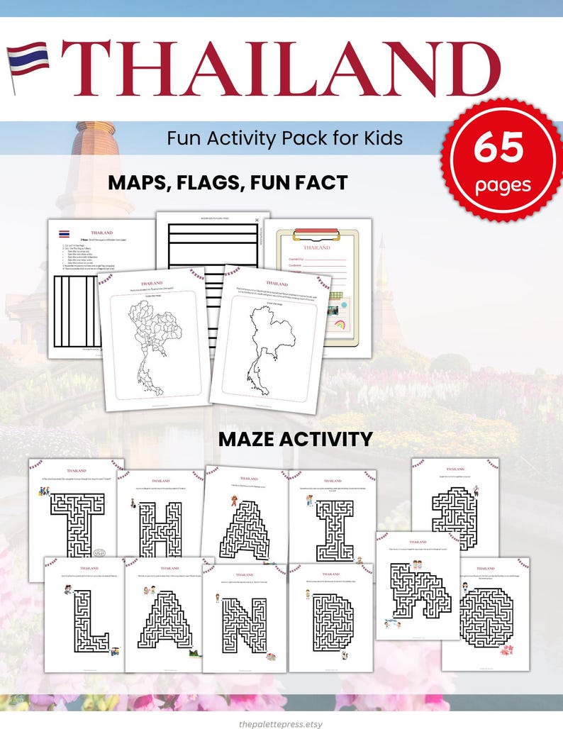 THAILAND Learning Activity Pack for Kids: Printable Country Study ...