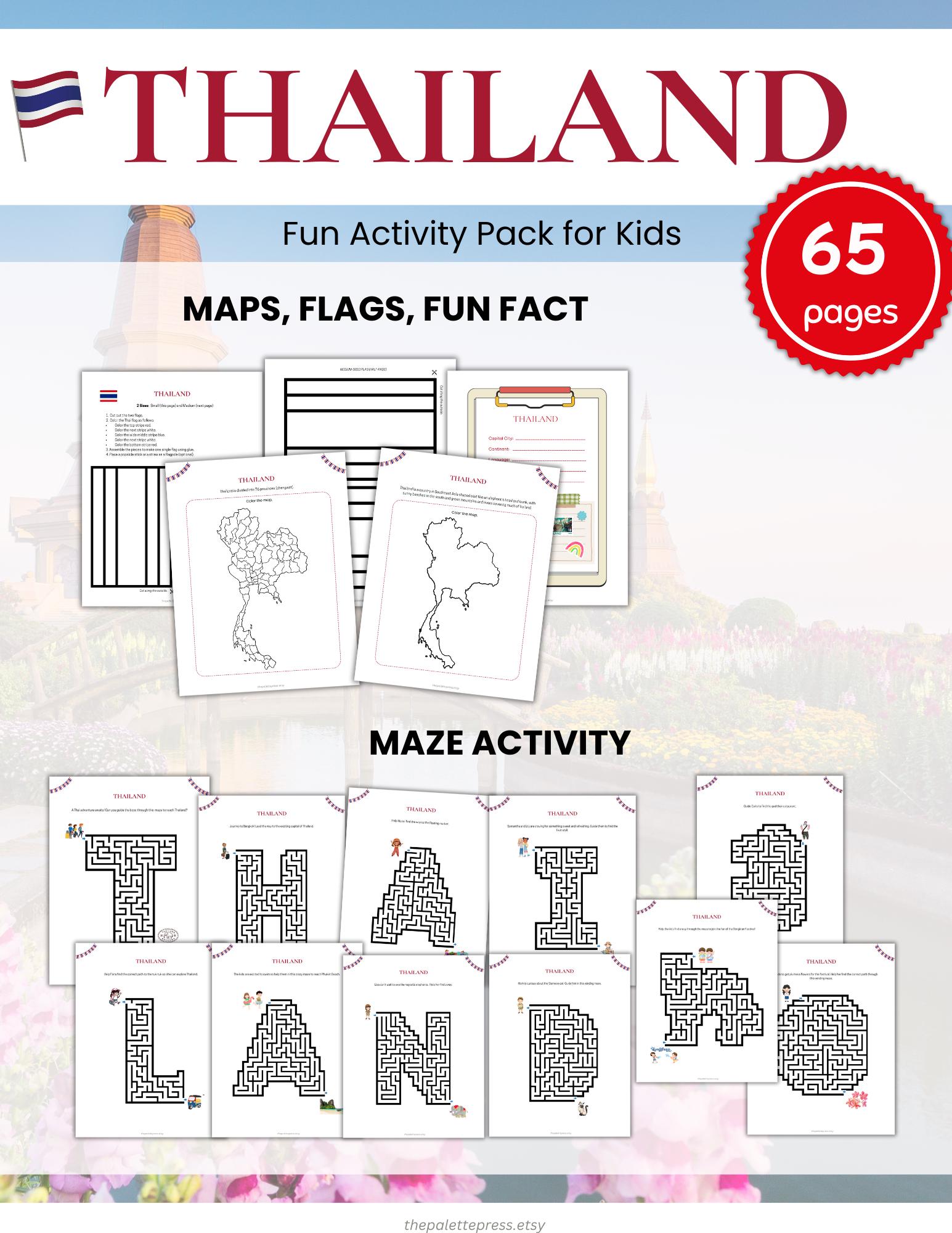 THAILAND Learning Activity Pack for Kids: Printable Country Study ...