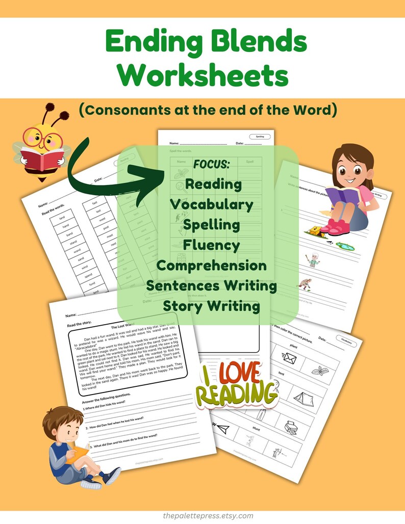 Ending Blends Worksheets consonant Blend at the End for Preschool ...