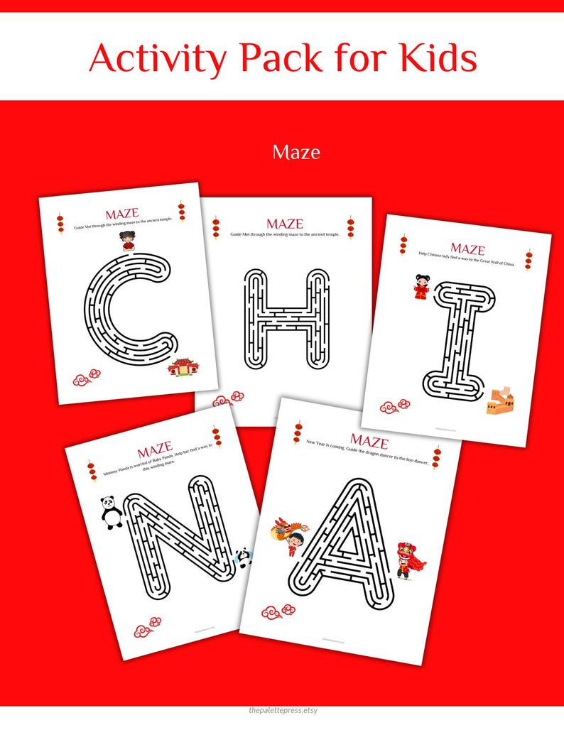 Fun Activity Pack About China for Kids in Preschool, Kinder, and ...