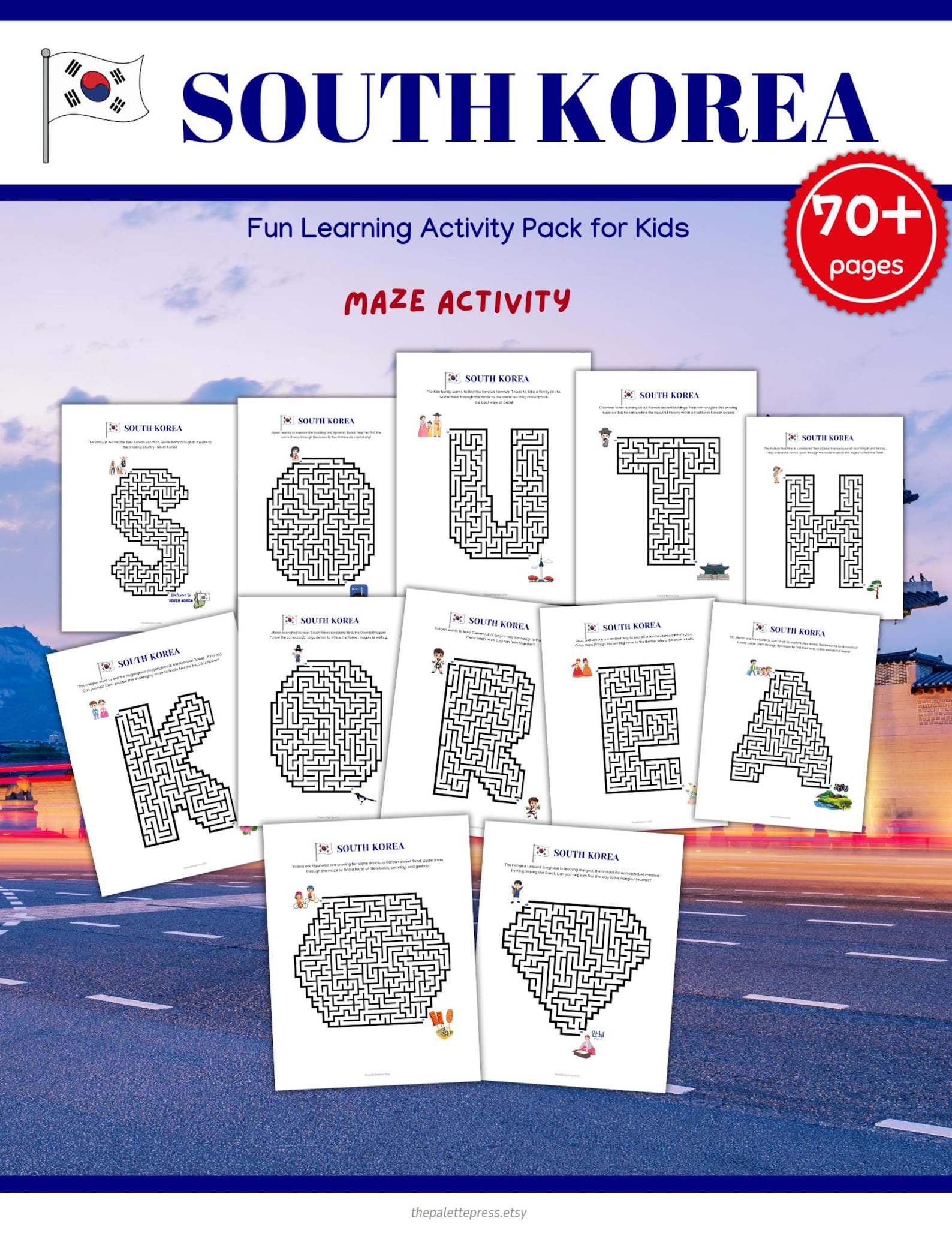 SOUTH KOREA Worksheets Learning Activity Pack for Kids: Korean Culture ...