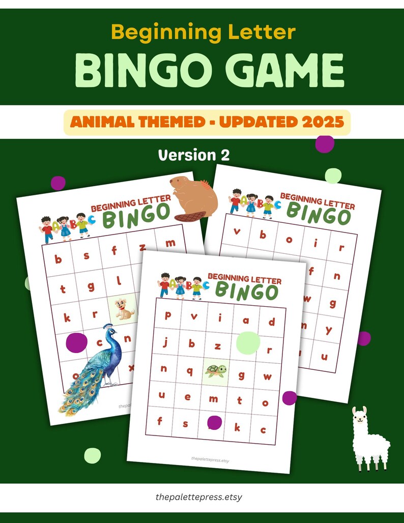 Animal Alphabet BINGO Fun Letter Sounds Game for Preschool and ...