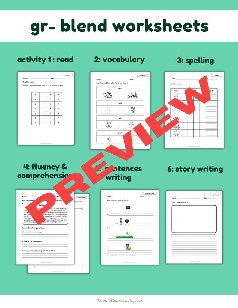 R-blends Printable Worksheets for Preschool, Kinder, and First Grade - Etsy