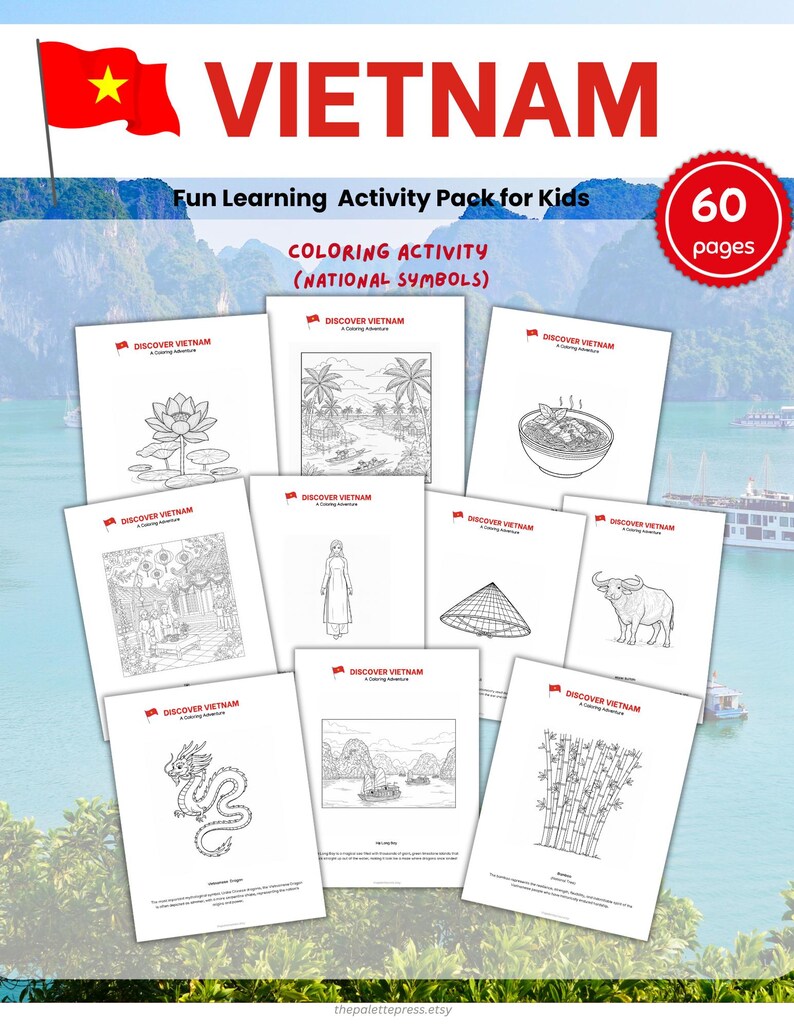 VIETNAM Worksheets Learning Activity Pack for Kids: Country Study ...