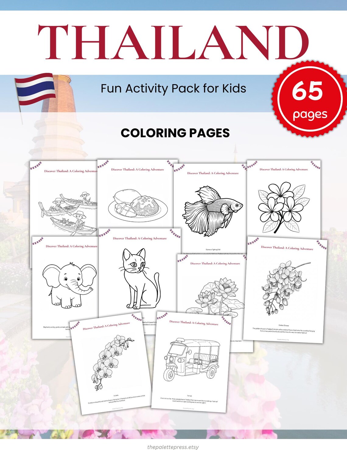 THAILAND Worksheets Learning Activity Pack for Kids: Bangkok Thai ...