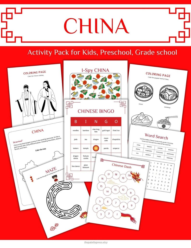 China Learning Activity Pack for Kids (preschool, Kinder, and ...