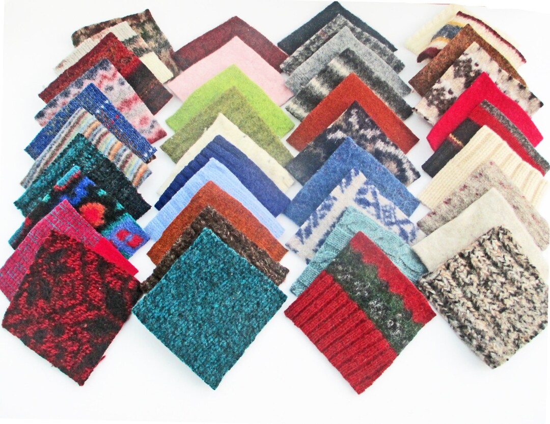 Felted Wool Sweater Pieces 4x4 Squares Upcycled - Etsy