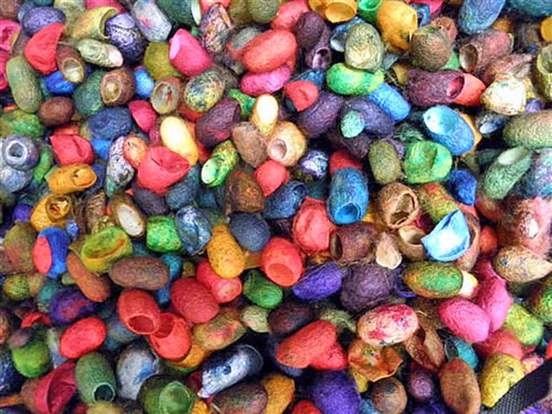Dyed Silk Cocoons for Spinning, Fiber and Textile Art, Jewelry ...