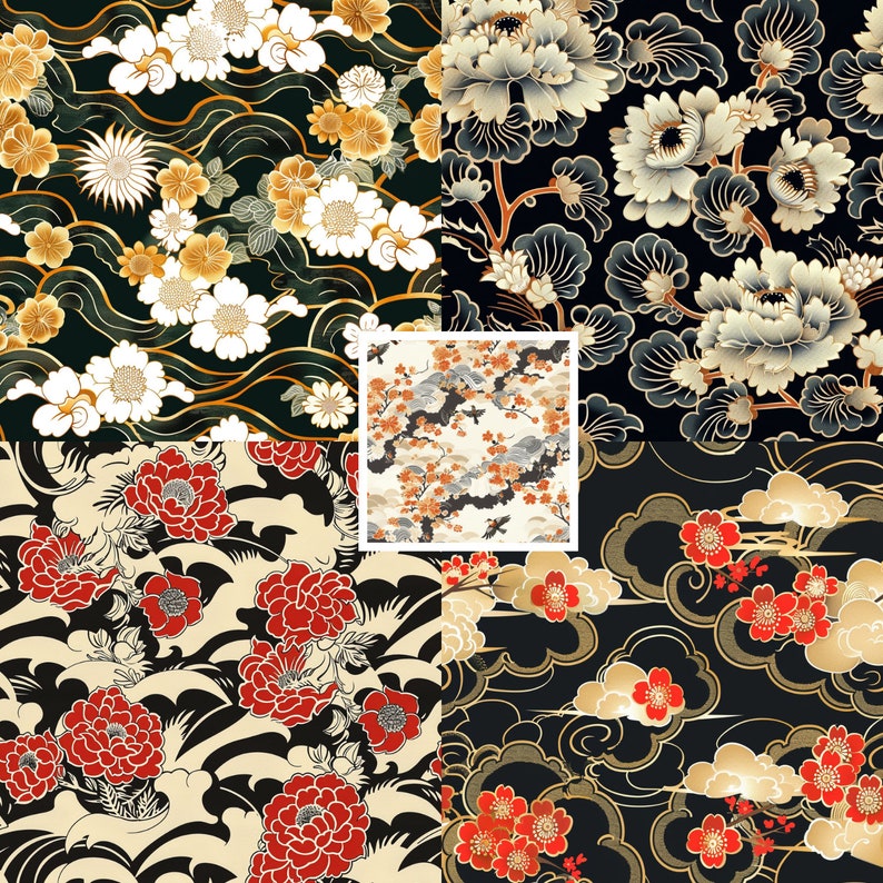 Japanese Seamless Pattern Pack 1 - Etsy