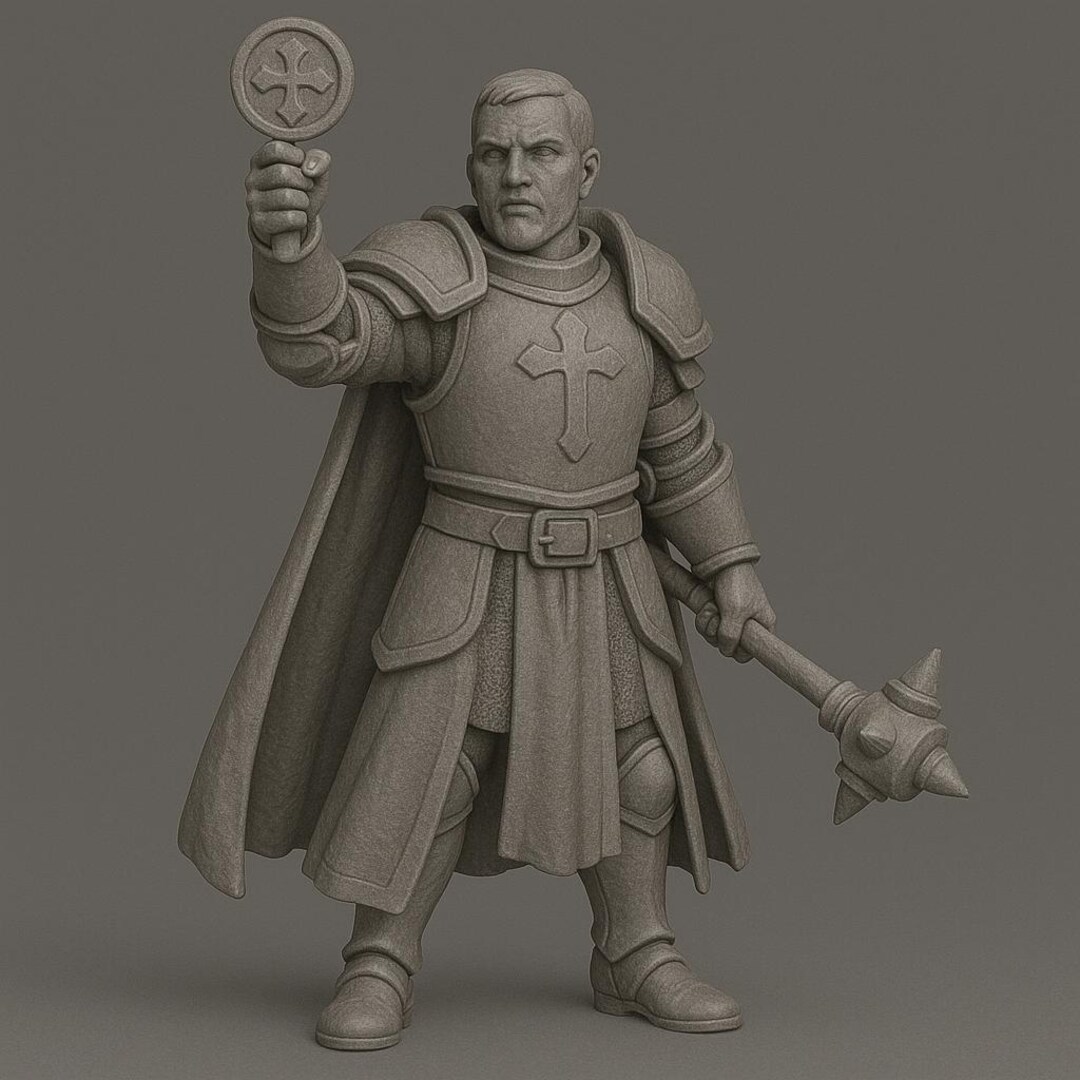 Cleric Miniature: Holy Warrior With Spiked Mace STL File (28mm-32mm) - Etsy