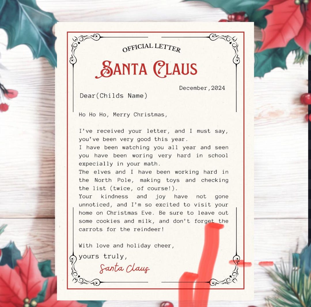 Santa Clause Letter Reply digital Copy - Etsy