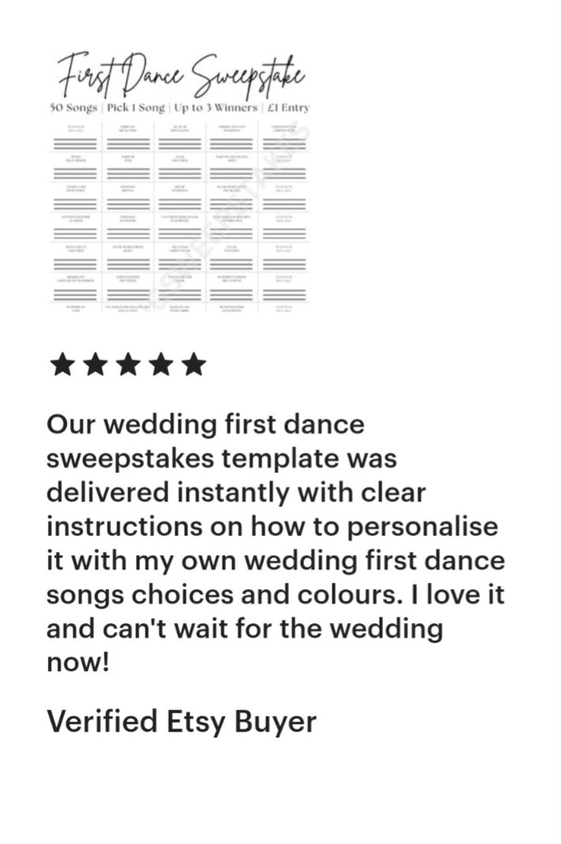 Wedding First Dance Sweepstake A3 - Template - Digital Download ...