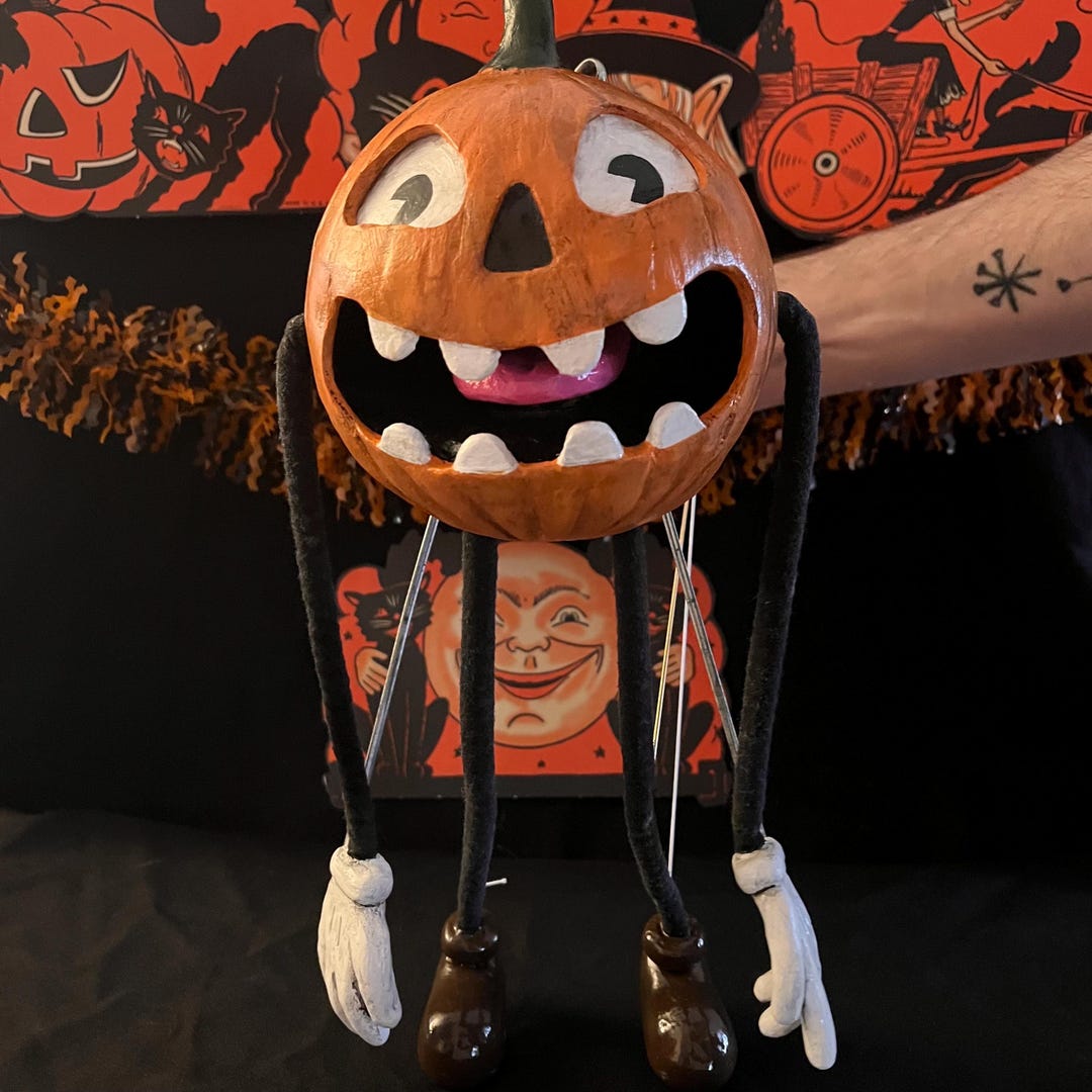 Hand Sculpted Jack O Lantern Puppet – “wisecrack Jack” – Vintage ...