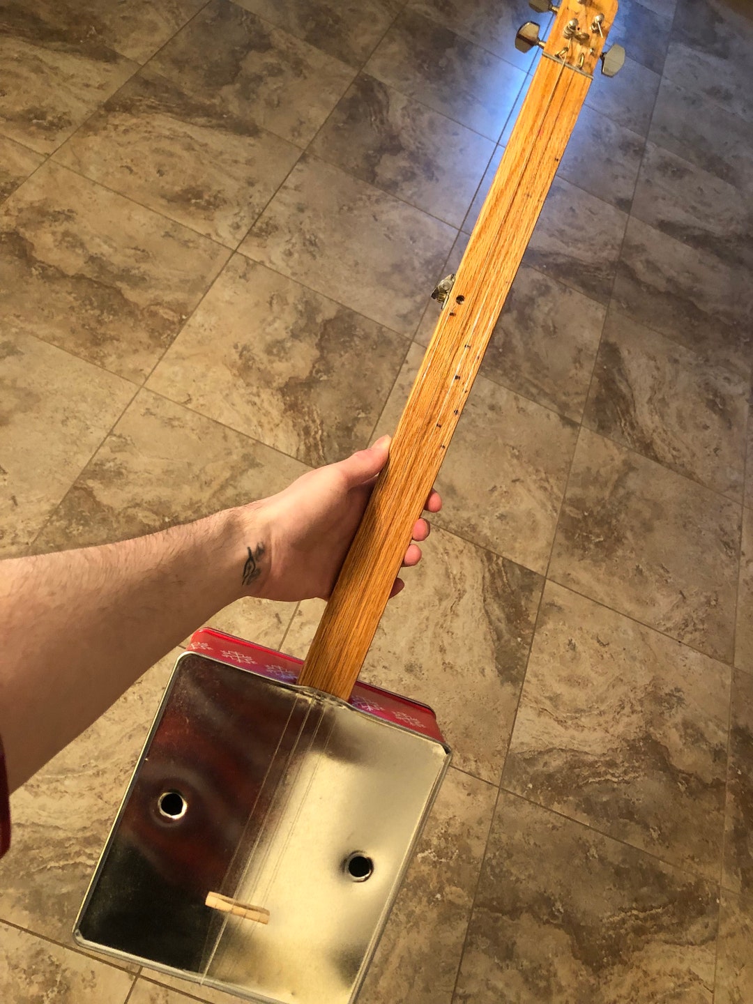 Cookie Tin Banjo Musical Instrument 26.5 Inch Scale Length Cigar Box ...