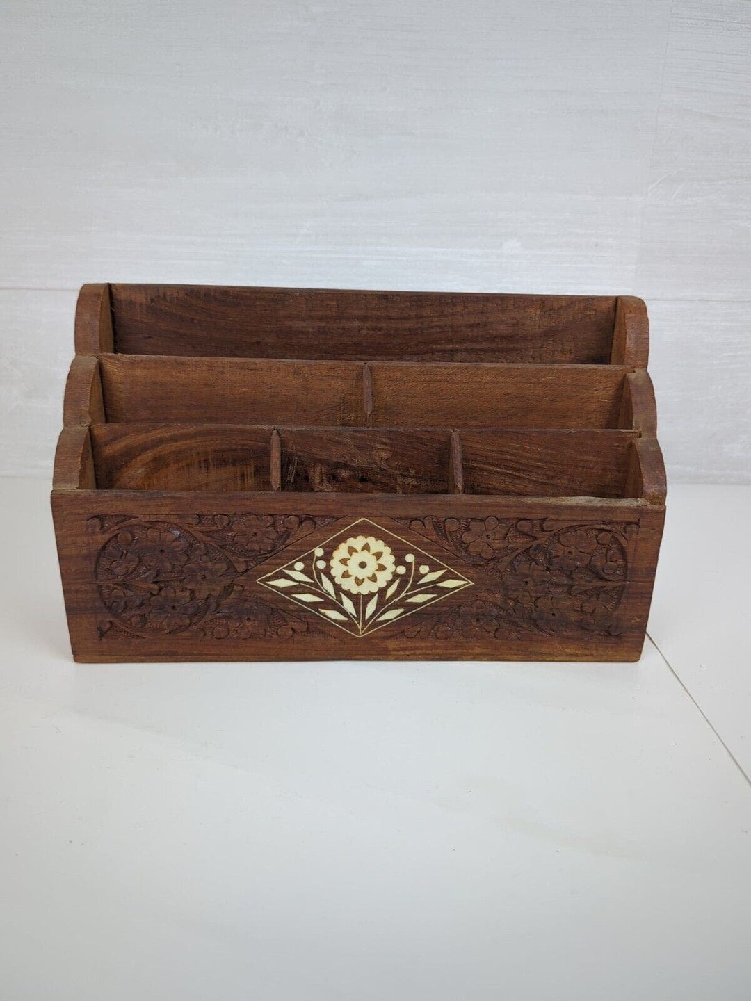 Hand Carved Wooden Envelope Box With Inlay, 10 X 6, India Vintage - Etsy