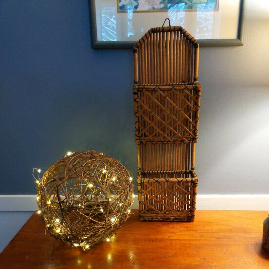 Vintage Rattan Letter Holder, Mid-century Modern, 22" High, Handmade - Etsy