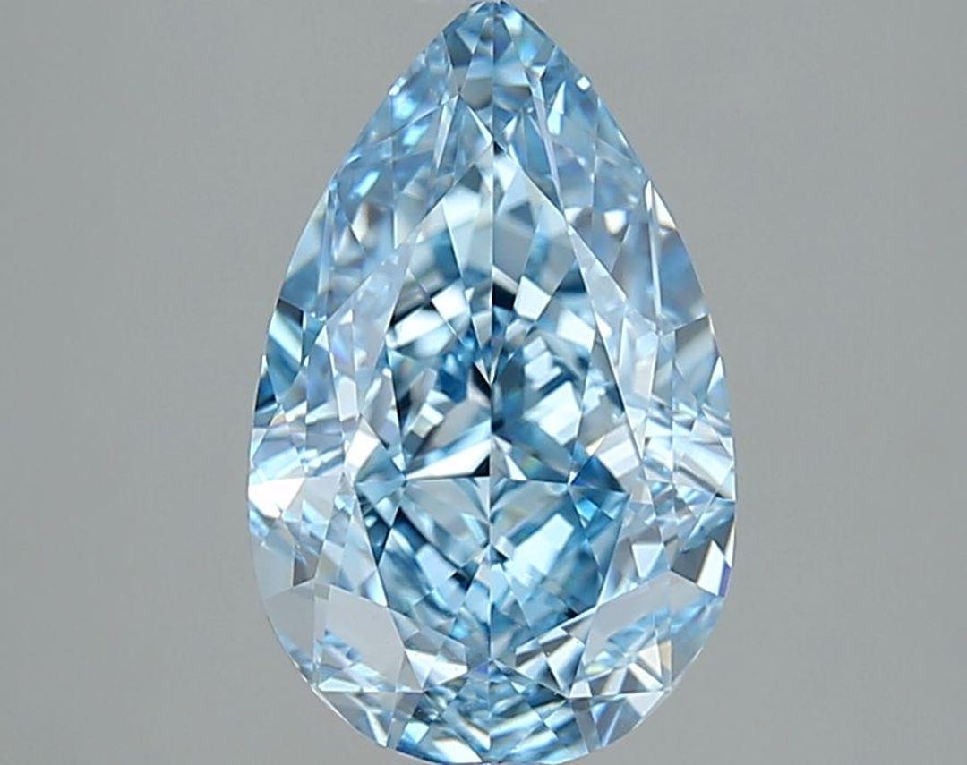 RARE! 3.08ct Fancy Vivid Blue Pear Lab Diamond – Internally Flawless ...