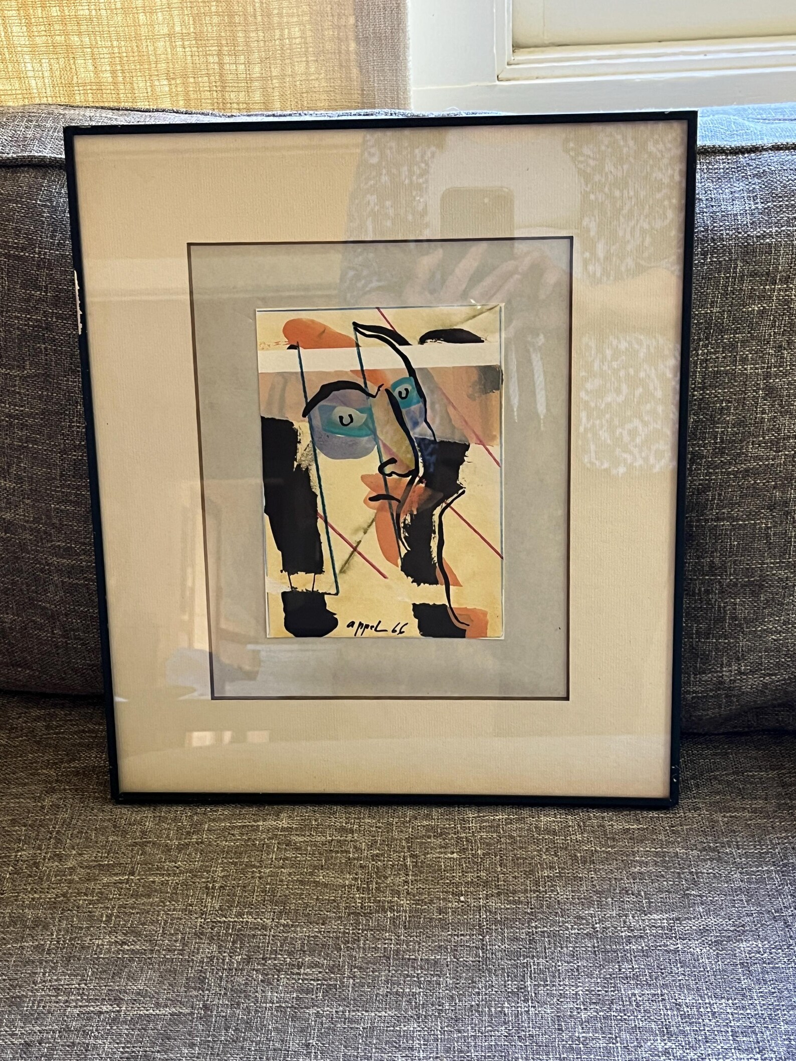 Karel Appel Mixed Media Abstract Art, Signed & Dated 1966 by Artist ...
