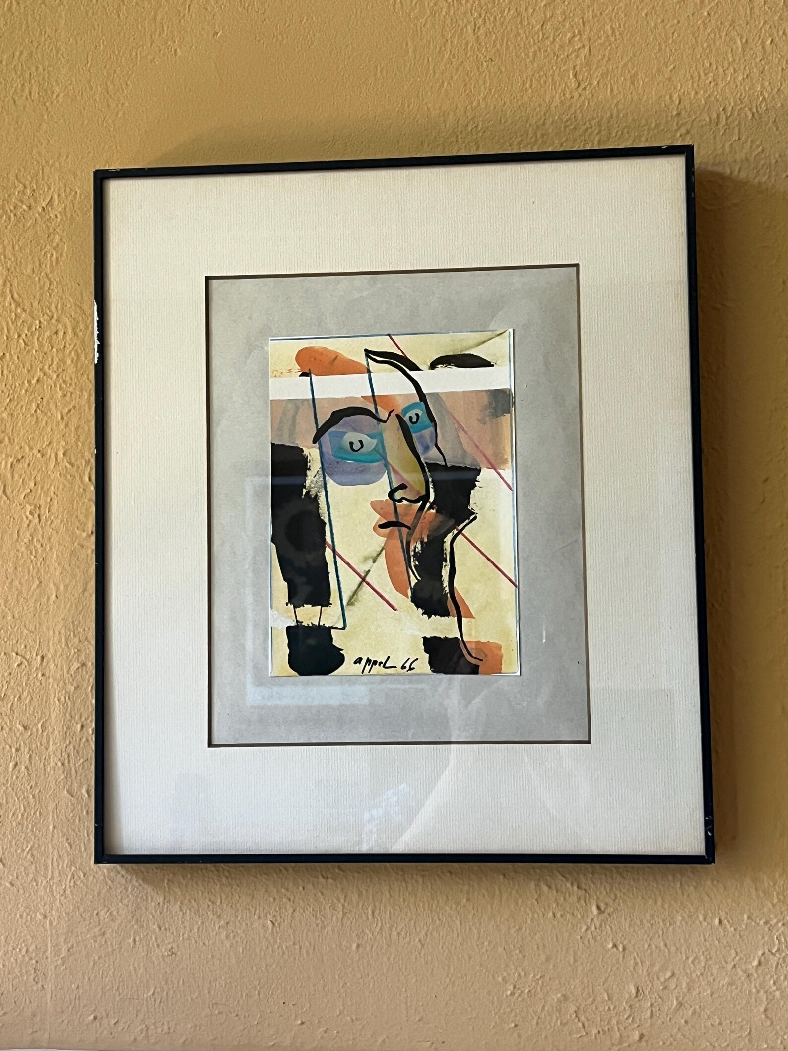 Karel Appel Mixed Media Abstract Art, Signed & Dated 1966 by Artist ...