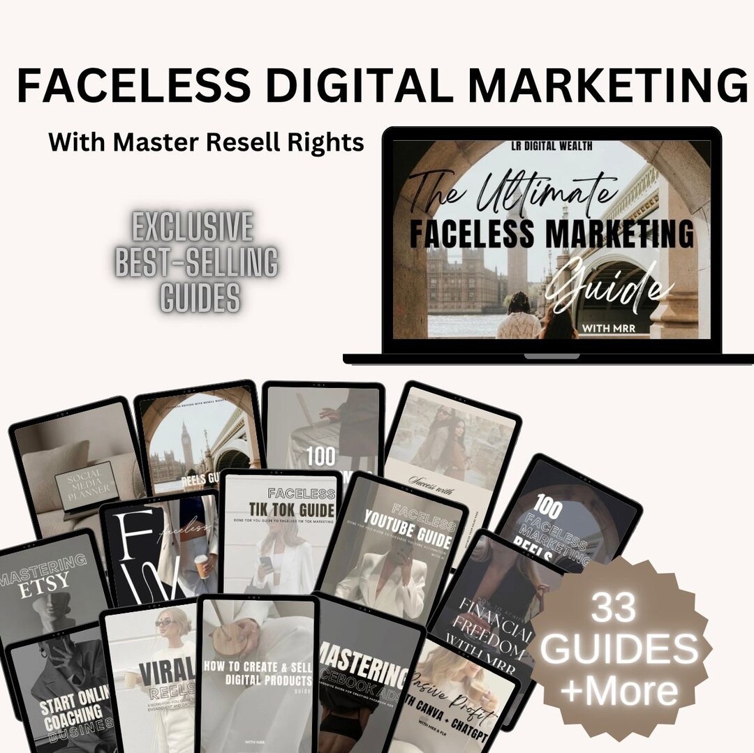 Faceless Digital Marketing Guide Bundle With Master Resell Rights Digital Marketing PLR Done for ...