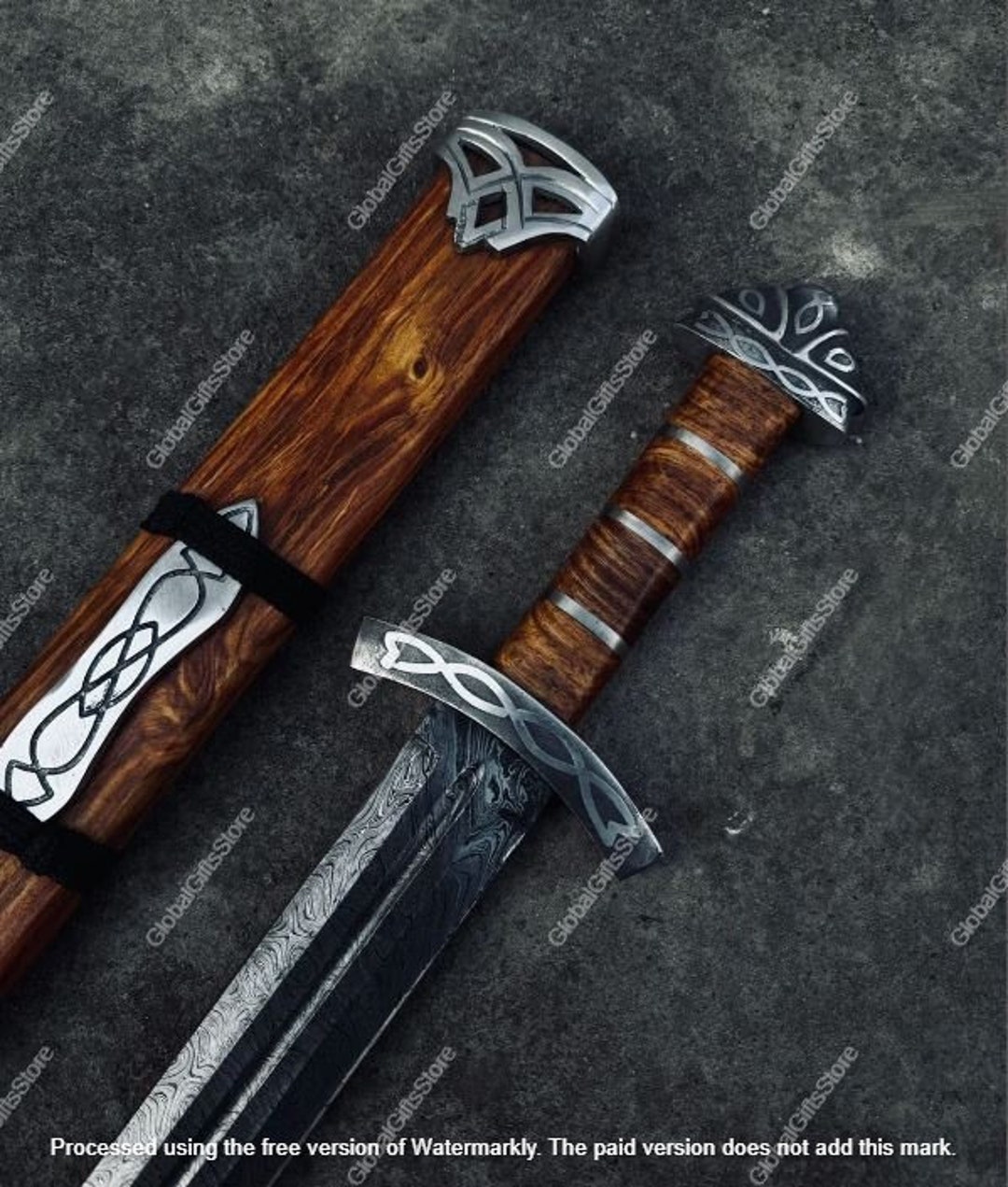 Hand Forged Damascus Steel Viking Sword Sharp / Battle Ready Medieval ...